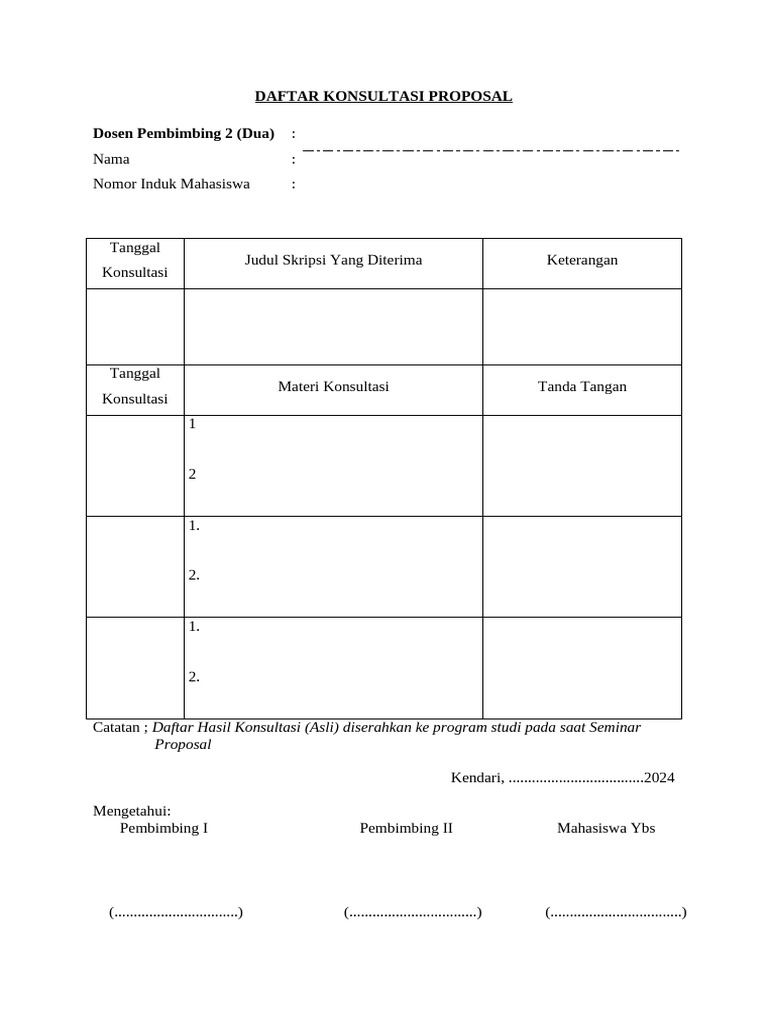 DAFTAR KONSULTASI PROPOSAL | PDF