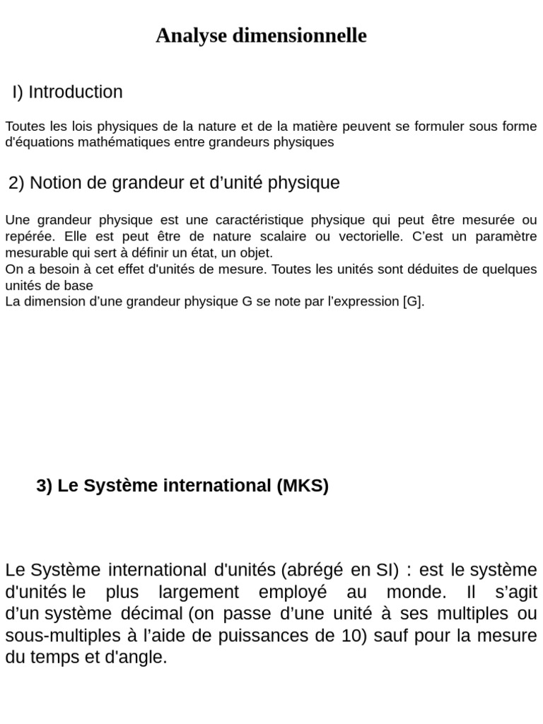 cours analyse dimensionelle | PDF | Physique | Métrologie