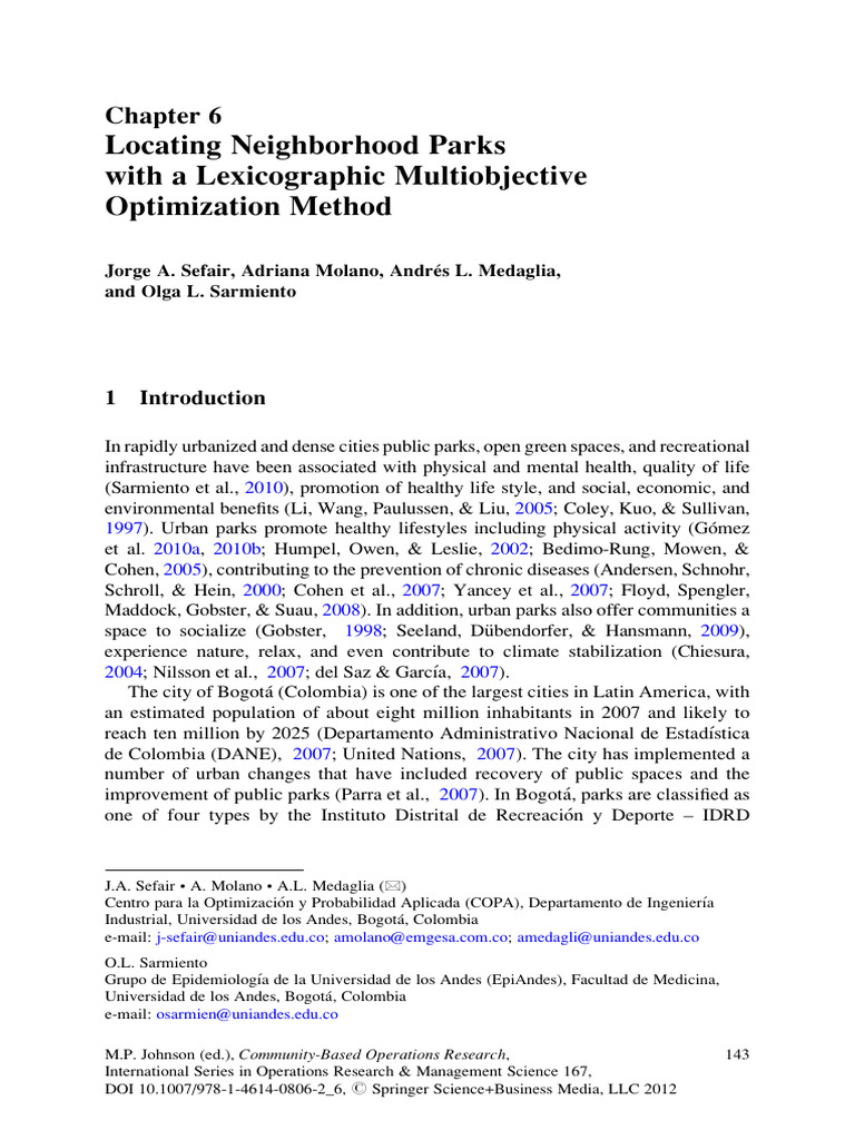 Locating Neighborhood Parks With A Lexicographic Multiobjective Optimization Method | PDF | Esri ...