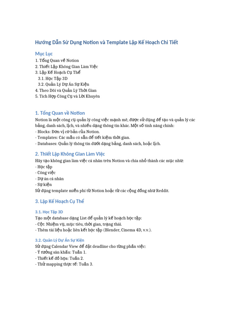 Notion Guide and Template | PDF