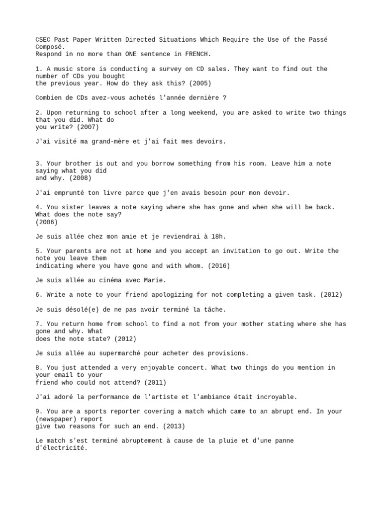 CSEC Past Paper Written Directed Si | PDF