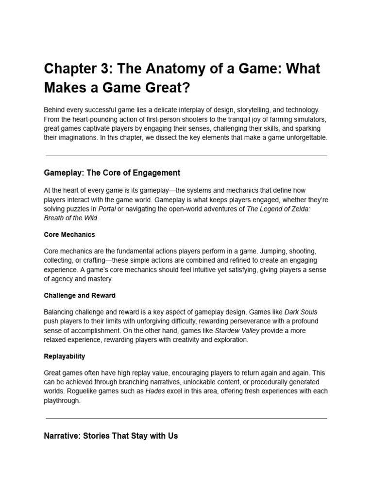Chapter 3 - The Anatomy of A Game - What Makes A Game Great | PDF ...