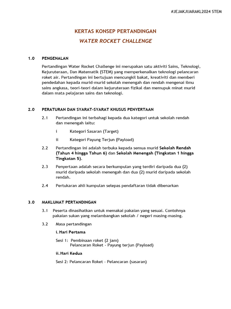 Pertandingan Roket Air STEM 2024 | PDF