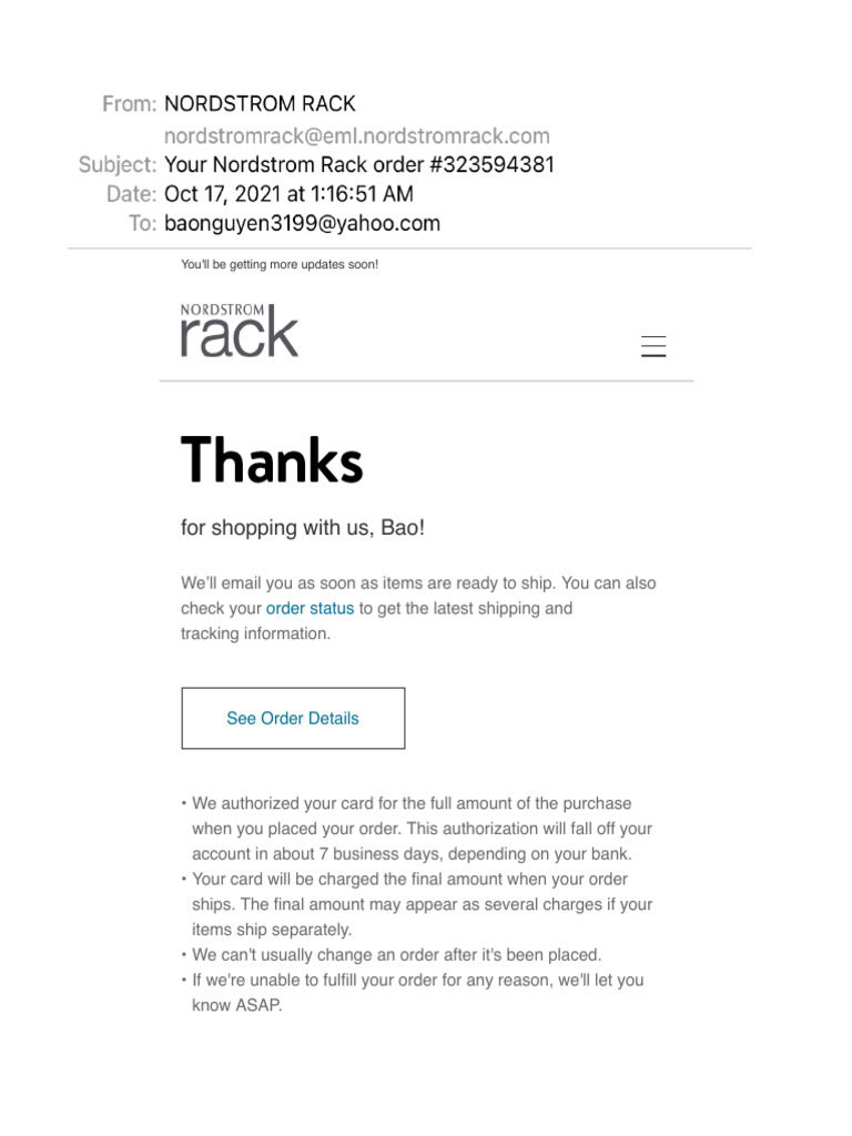 Order Confirmation and Shipping Update | PDF