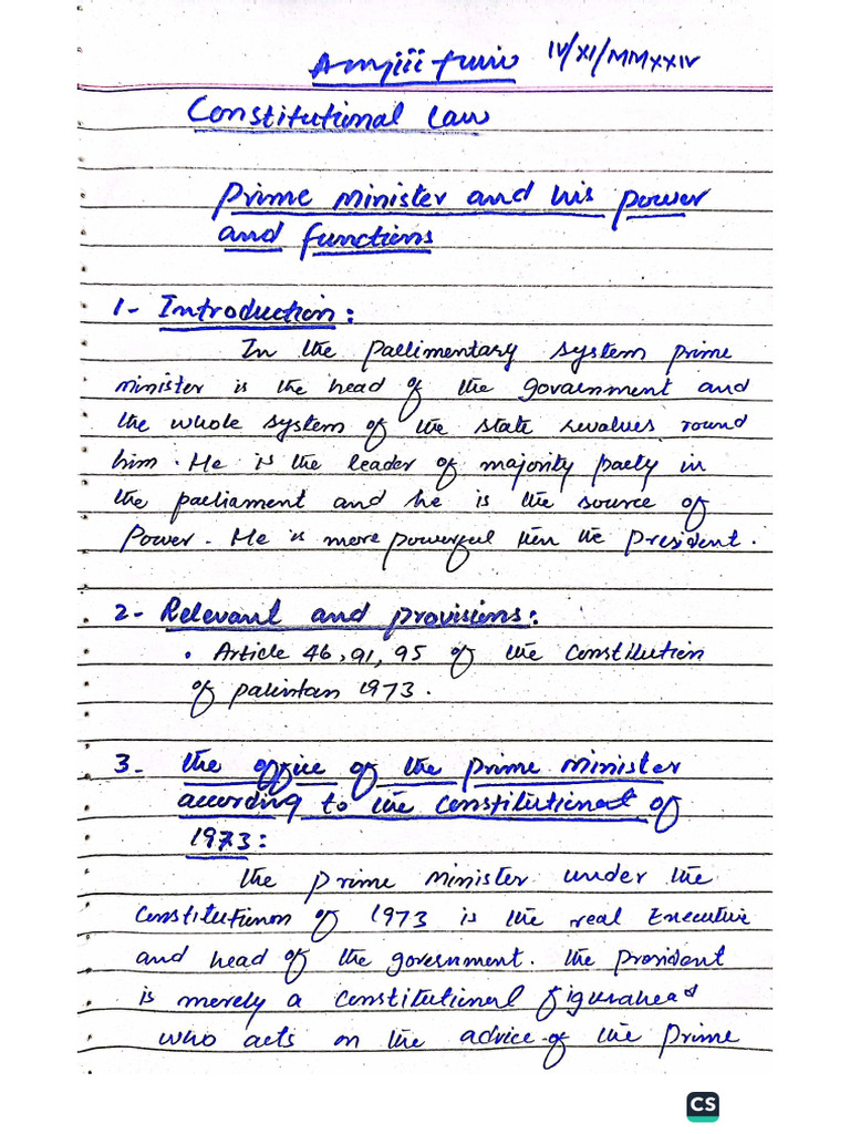 Prime Minister and his power and Functions | PDF