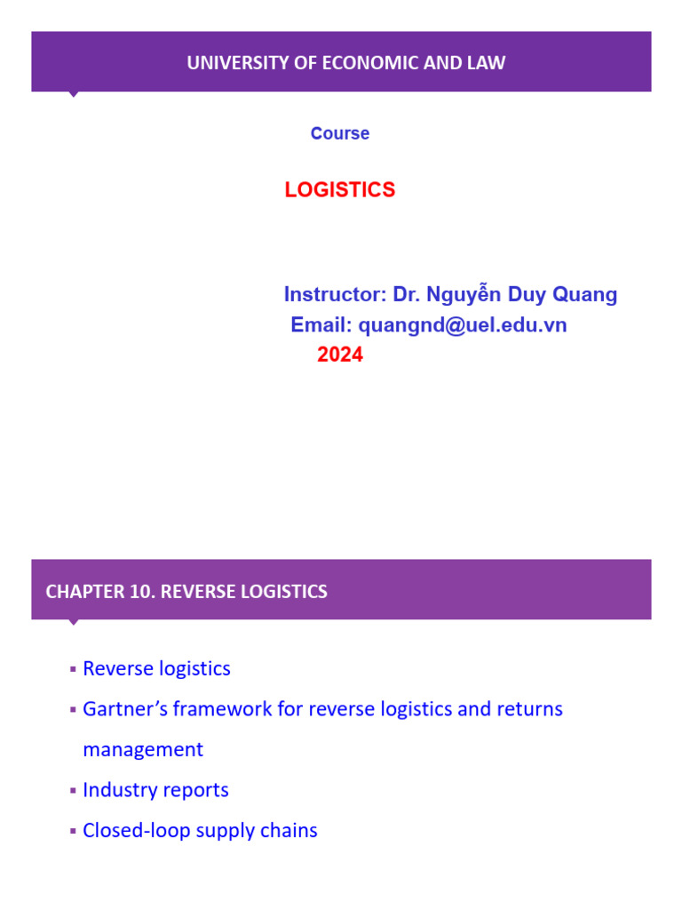 Chapter 10. Reverse Logistics | PDF | Logistics | Supply Chain