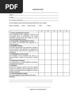Validation Sheet For Research Questionnaire | PDF