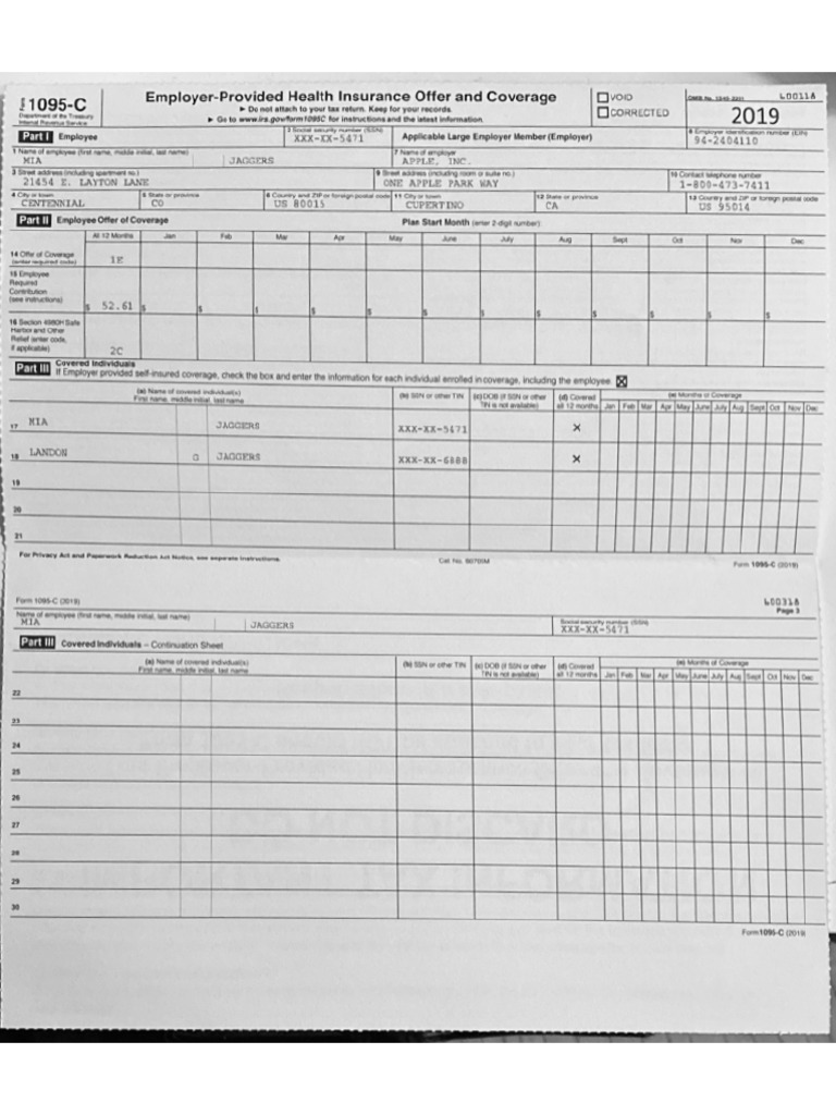 1095-C (Health Insurance Coverage) | PDF