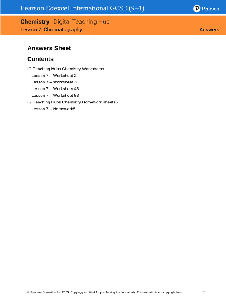 IG_Chemistry_Lesson07_Answers (2) | PDF | Chromatography | Laboratory Techniques