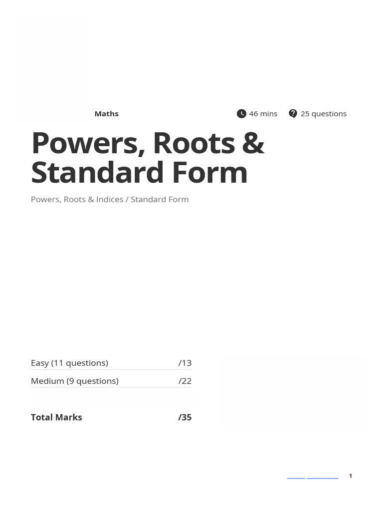 3 Powers Roots and Standard Form 3 | PDF | Mathematics