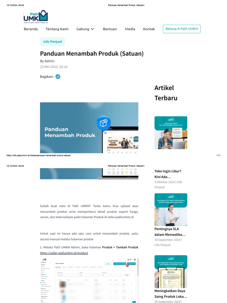 Panduan Menambah Produk (Satuan) | PDF
