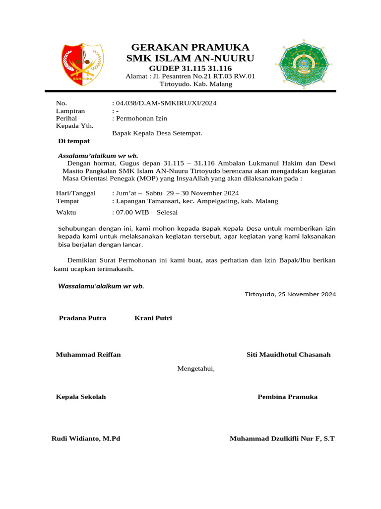 Surat Permohonan Izin Penggunaan Tempat RT | PDF