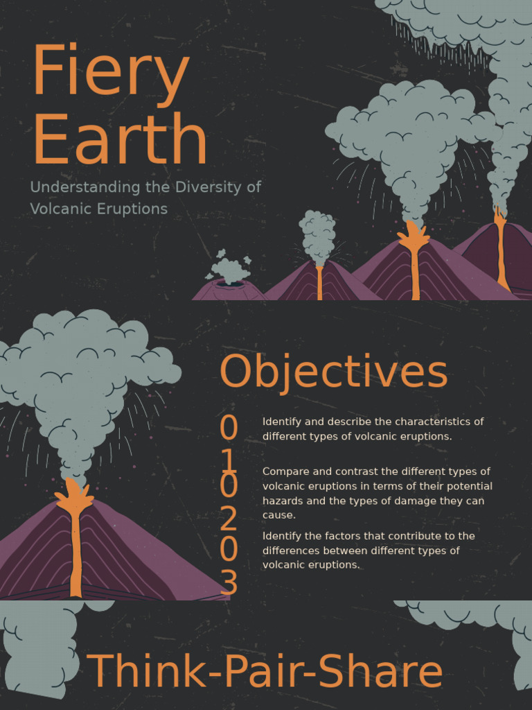 Dark Gray and Orange Textured Illustrative Science Volcanoes ...