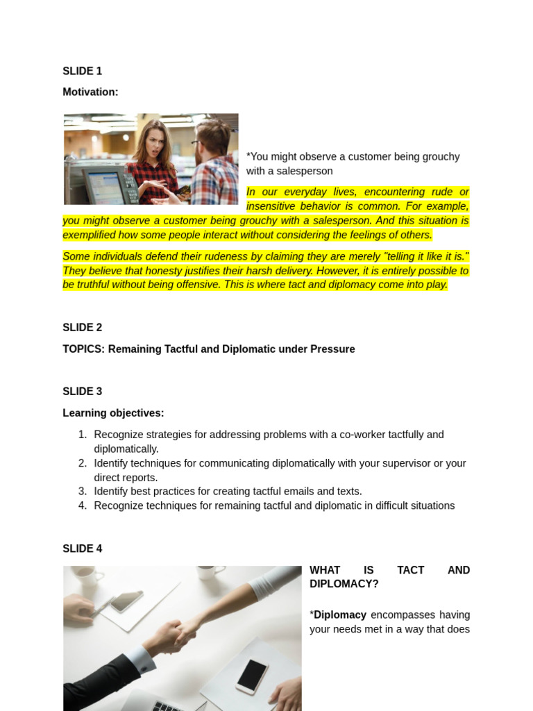 Mastering Tact and Diplomacy at Work | PDF | Liberal Arts Education ...