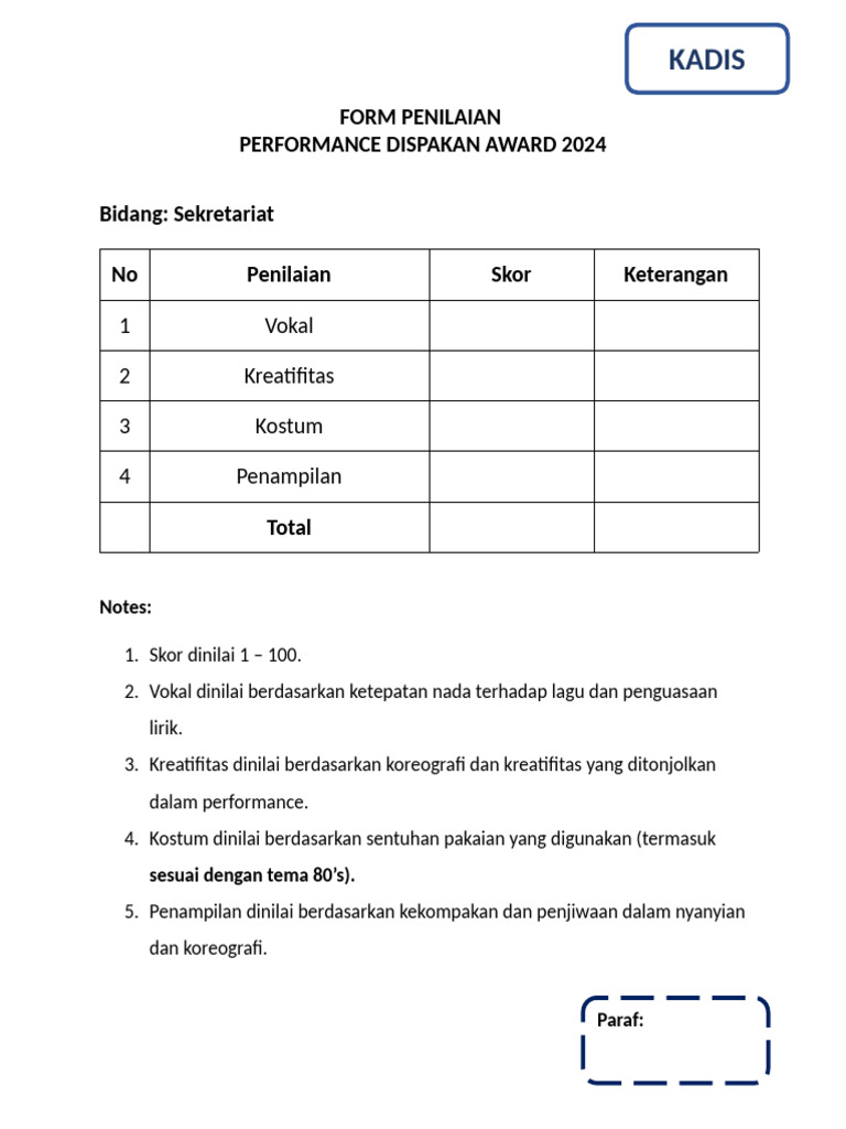 Form Penilaian | PDF