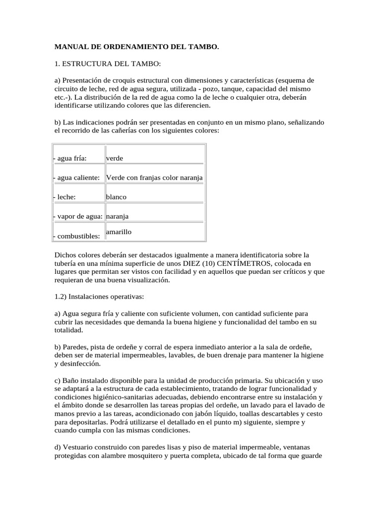 Manual de Ordenamiento Del Tambo | PDF | Agua | Leche