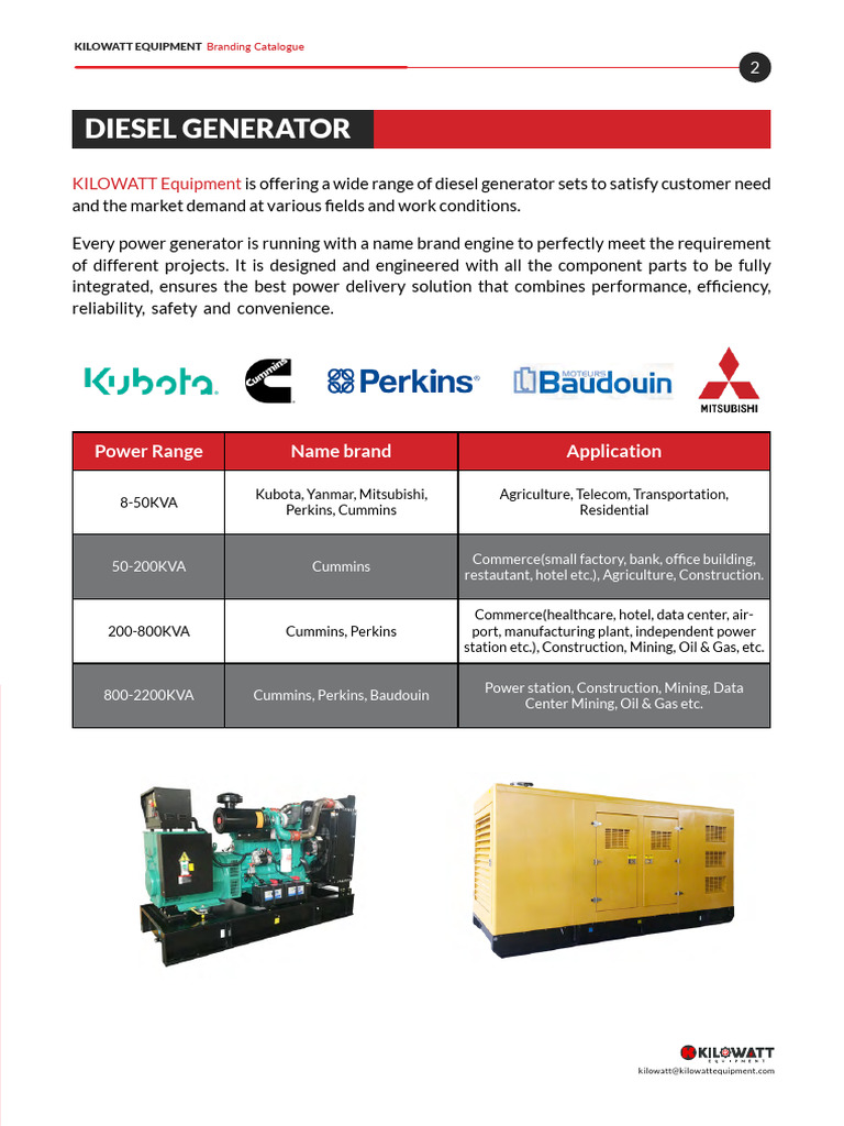 Cummins Generator Brochure-KILOWATT | PDF | Cummins | Energy Technology