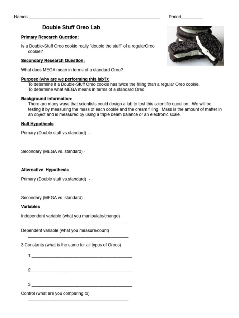Oreo Lab Double and MEGA With Stats | PDF | Weighing Scale | Statistics