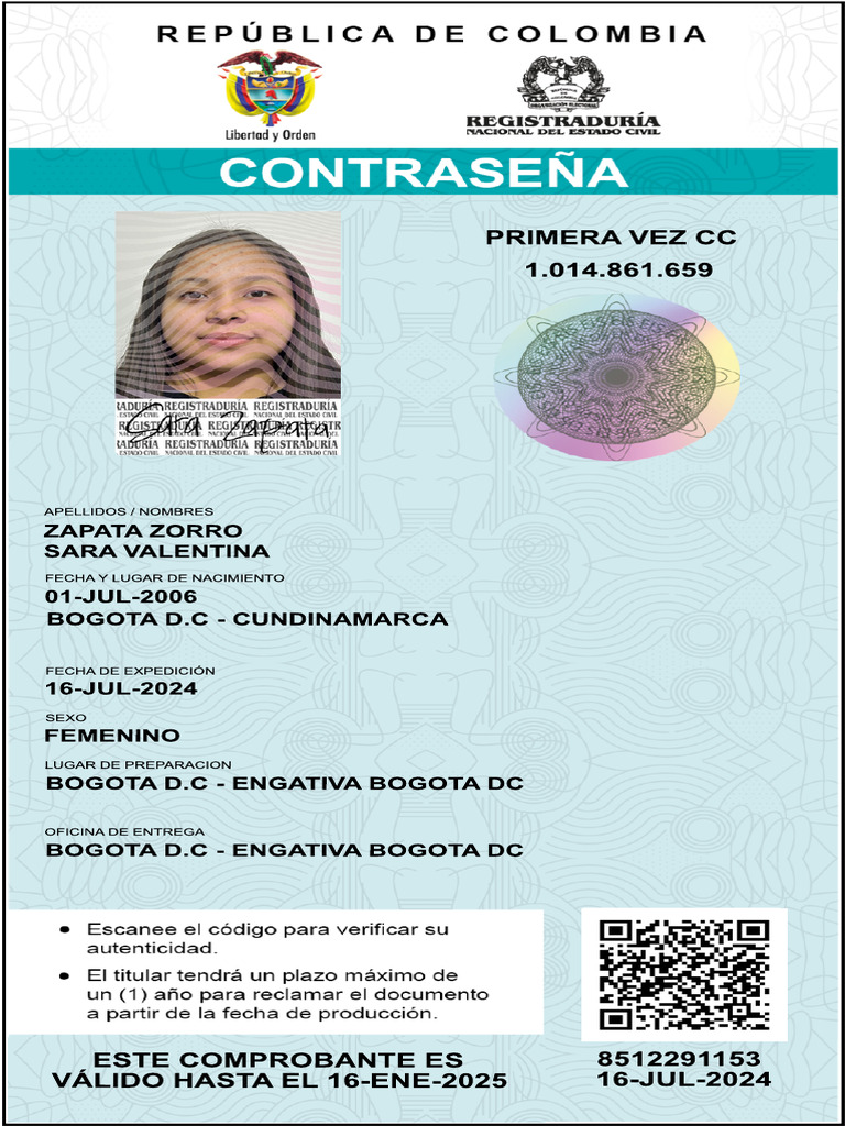 Comprobante de Documento en Trámite 1014861659 | PDF
