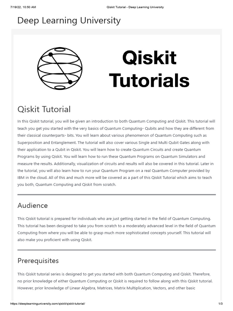Qiskit Tutorial - by Deep Learning University | PDF | Quantum Computing | Physics