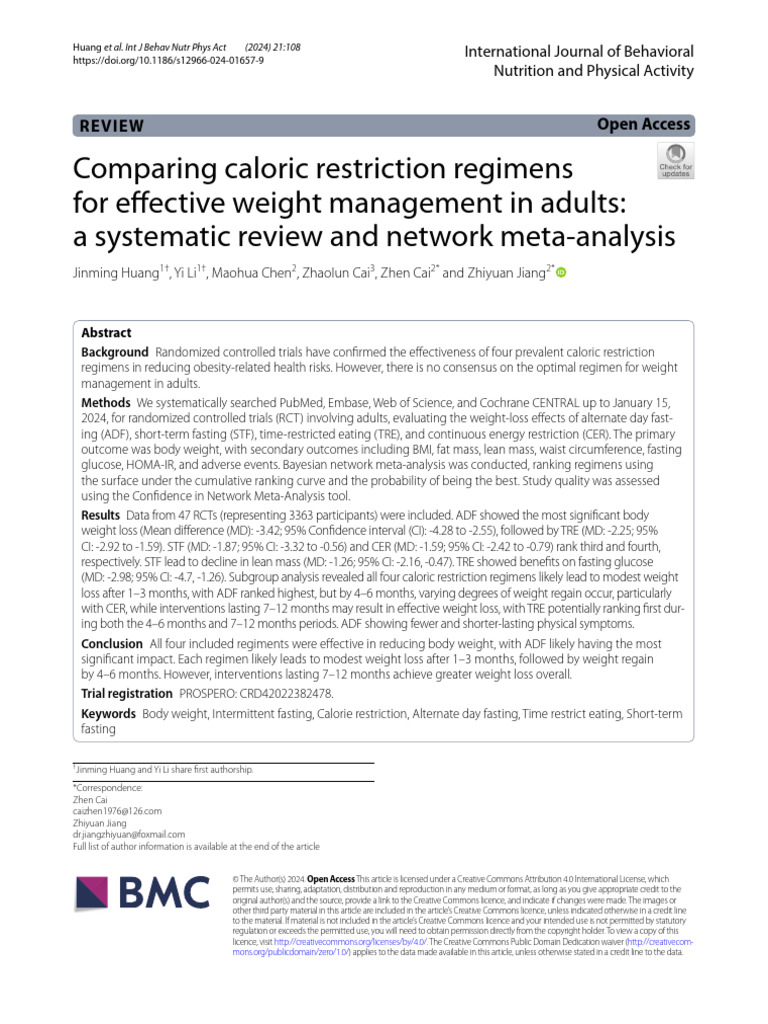 Comparing Caloric Restriction Strategies For Weight Loss 1730730425 | PDF | Calorie Restriction ...