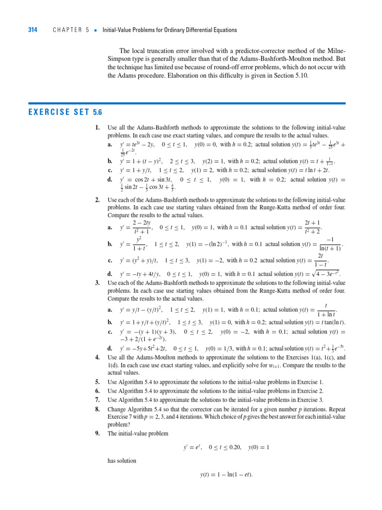 BT Ch7 Bài 7. PP nhiều bước giải gần đúng ptvp | PDF | Finite Difference | Algebra