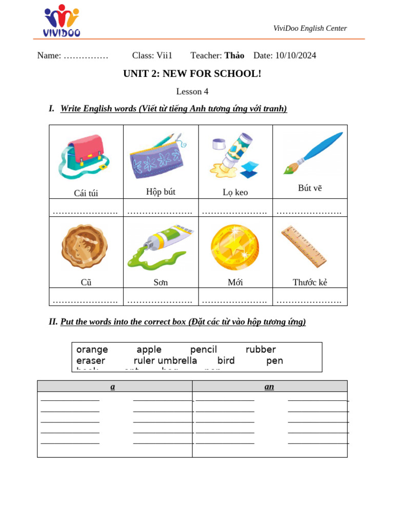 30.09-Vii2-As1-U2-L4-Thảo-5 Bản 2 Mặt | PDF