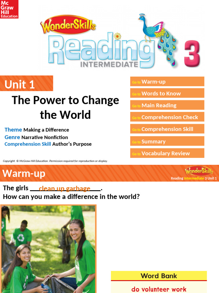 Intermediate 3 - Unit 1 | PDF | Reading Comprehension | Reading (Process)