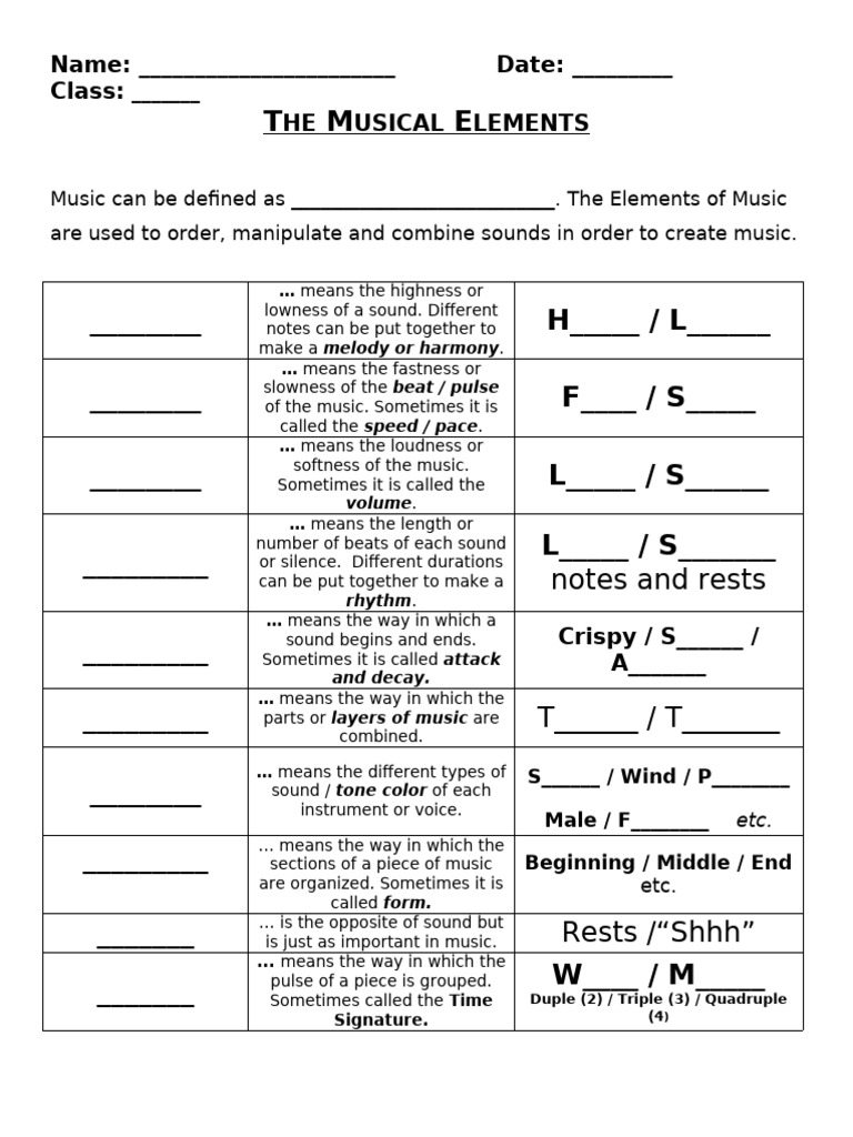 Music Elements for Students | PDF | Musical Instruments | Conducting
