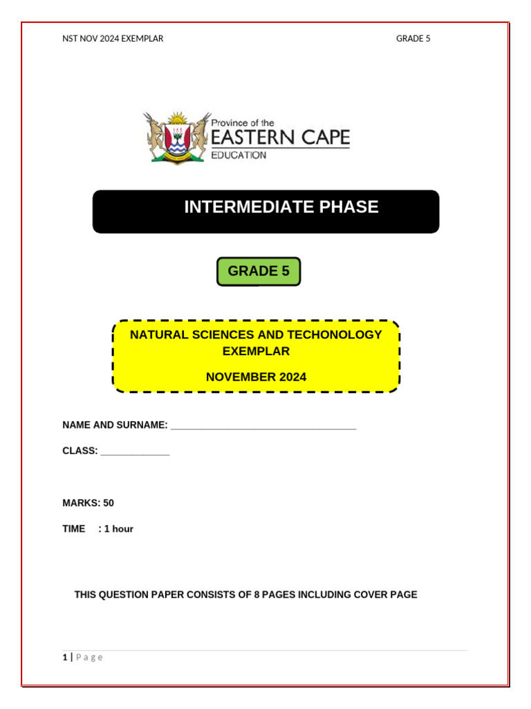 2024 Nst_grade 5_final Exams | PDF | Fuels | Earth
