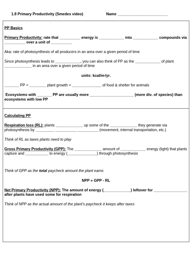 Notes Primary Prod Food Chain Webs | PDF | Primary Production | Food Web