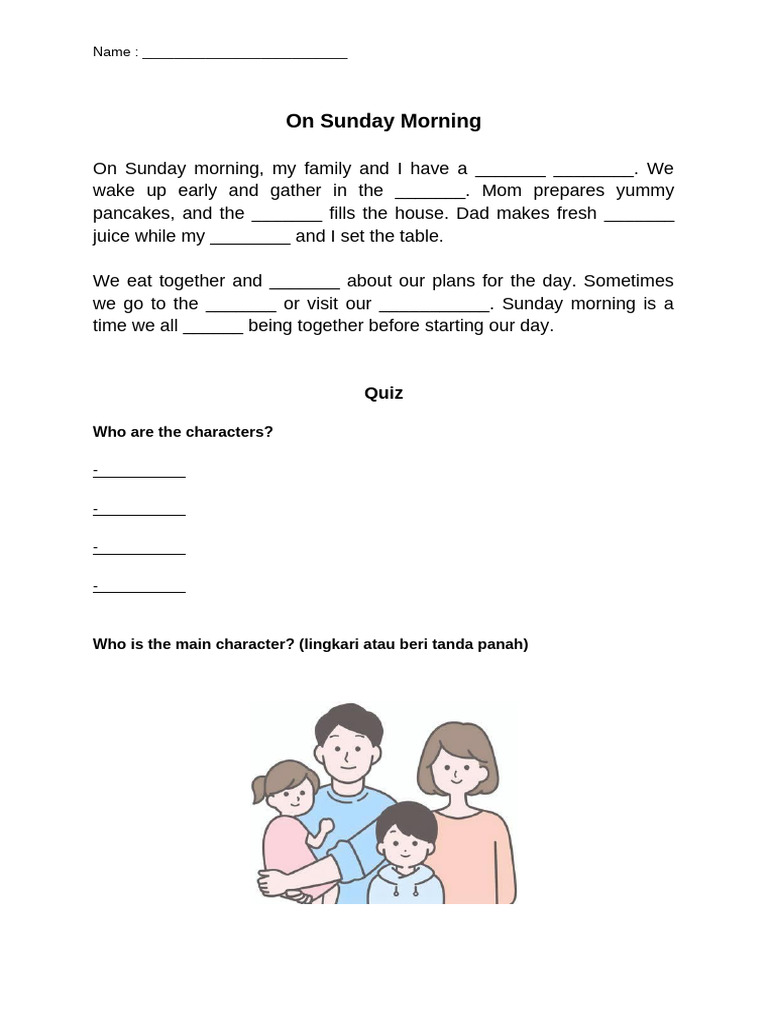 Story Time Worksheet - 9 November 2024 | PDF