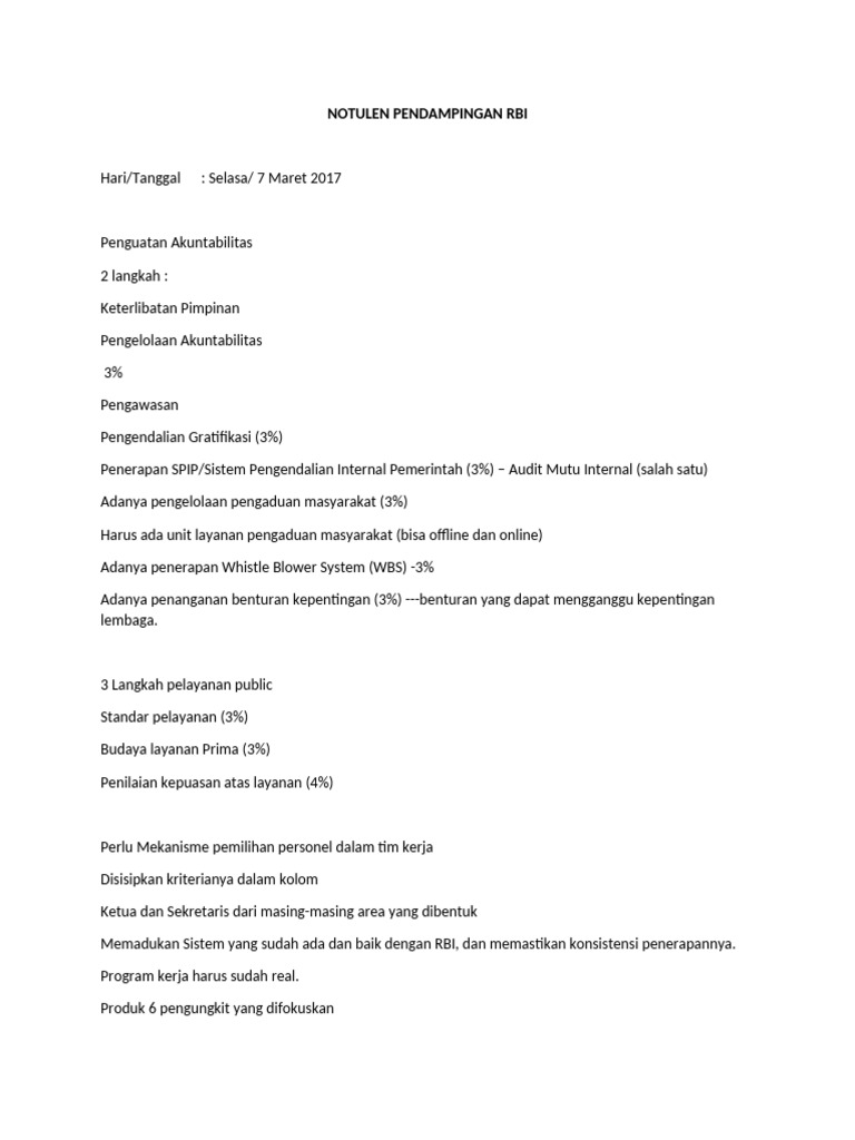 Notulen-7 Maret | PDF