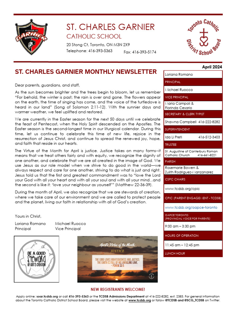 SCG April 2024 Newsletter | PDF | Eastertide | Liturgical Year