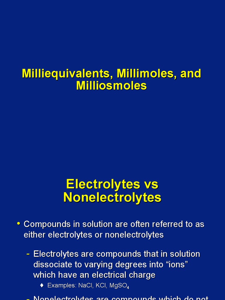 Milimolar Calculations | PDF