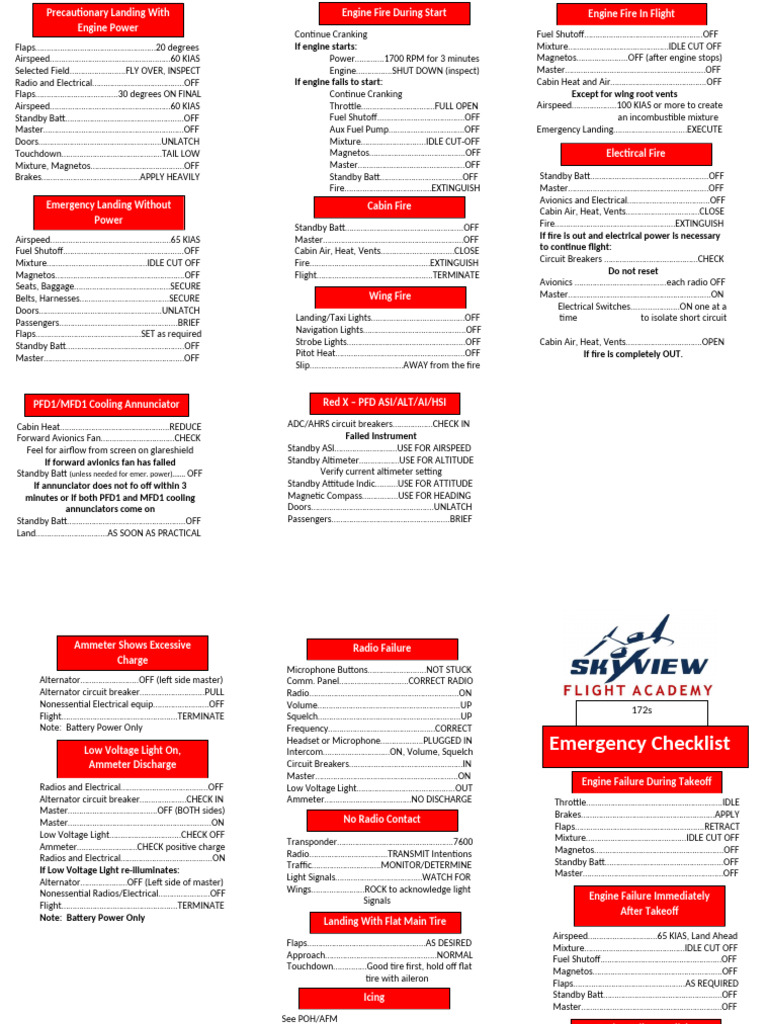 172 S Emergency Checklist | PDF | Electrical Engineering | Electricity