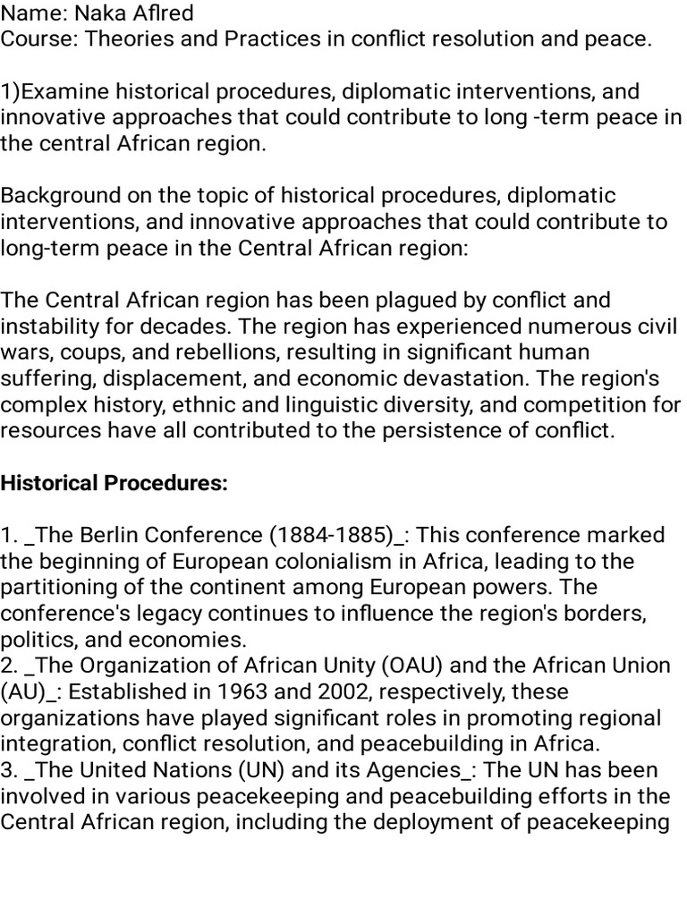 Peace Strategies for Central Africa | PDF | Democratic Republic Of The ...