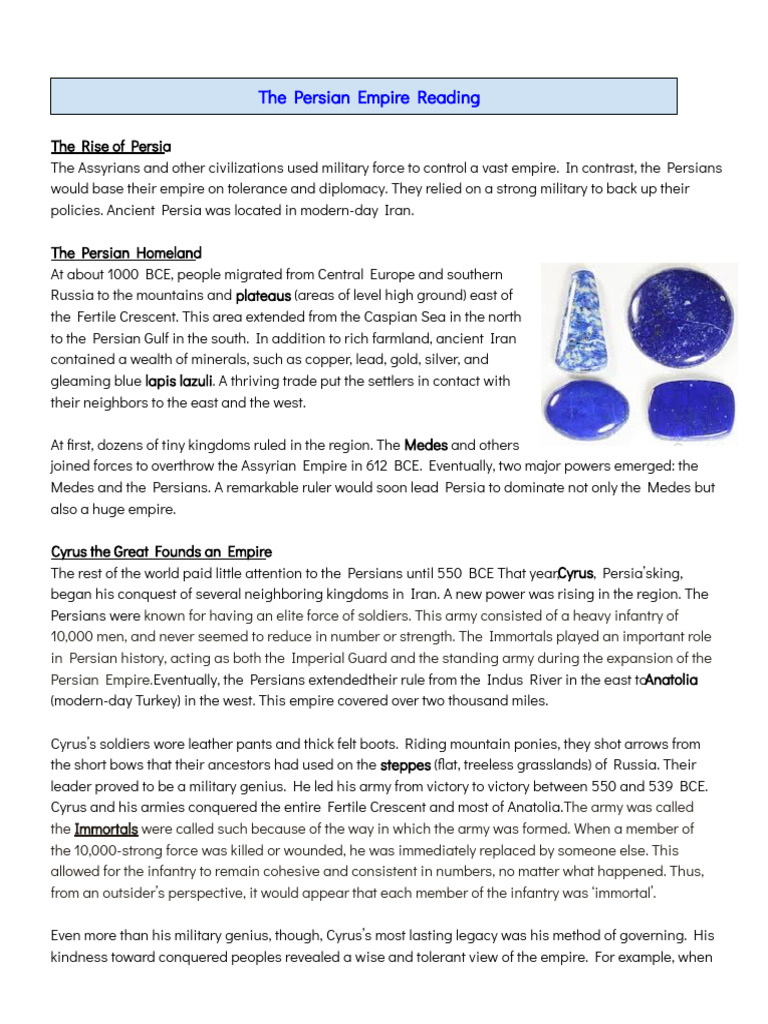 ThePersianEmpireReading | PDF | Achaemenid Empire | Cyrus The Great