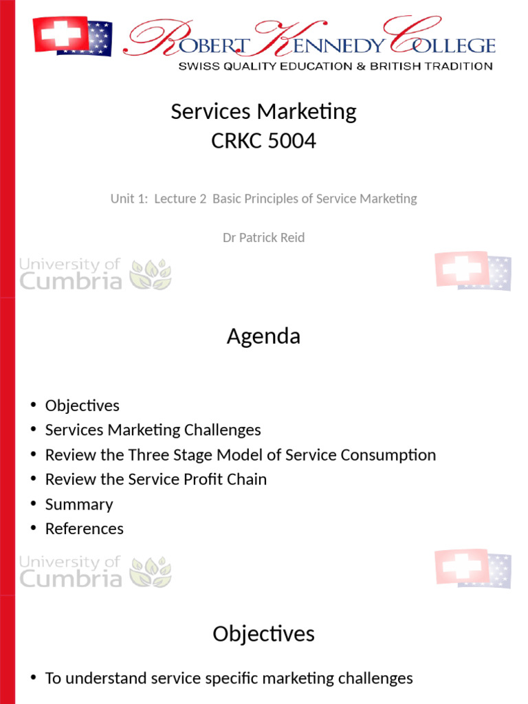 Unit 1 Lecture 2 Basic Principles of Services Marketing CRKC 5004 | PDF ...
