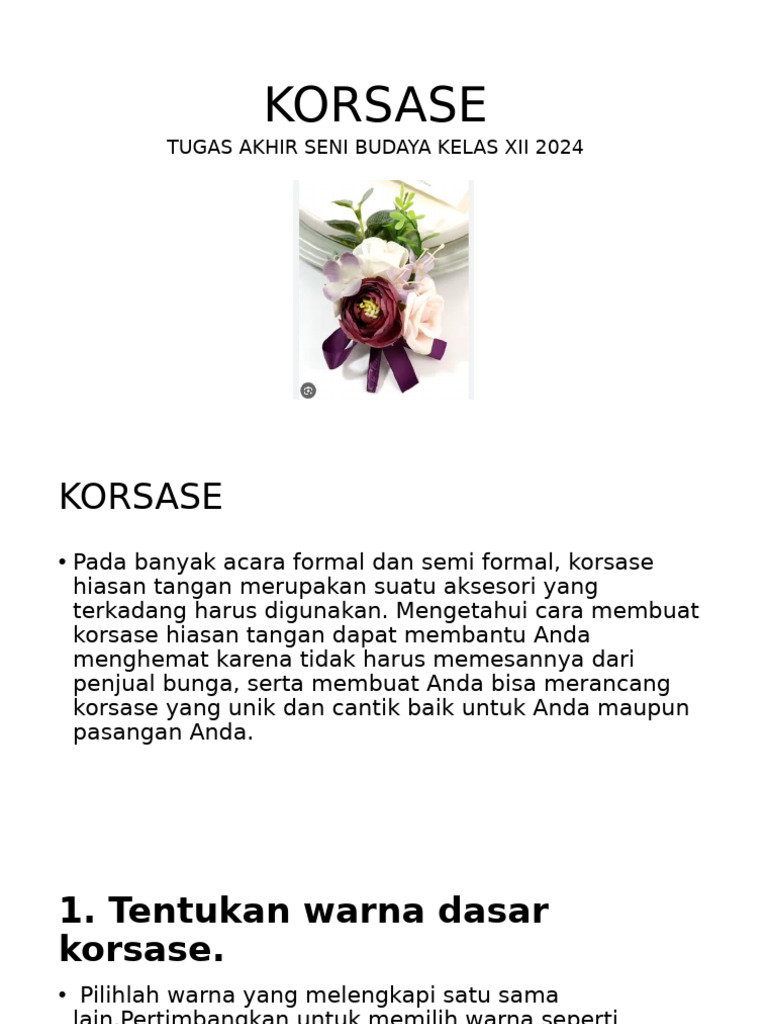 Cara Membuat Korsase Hiasan Tangan | PDF