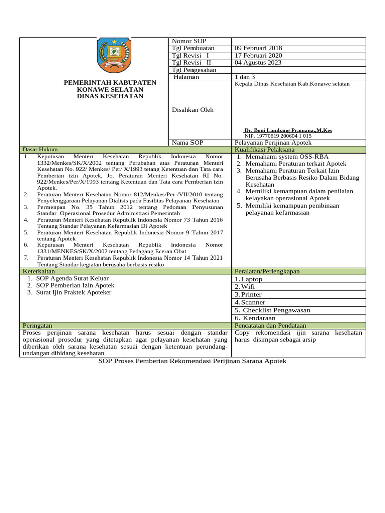 Sop 2023 Revisi | PDF