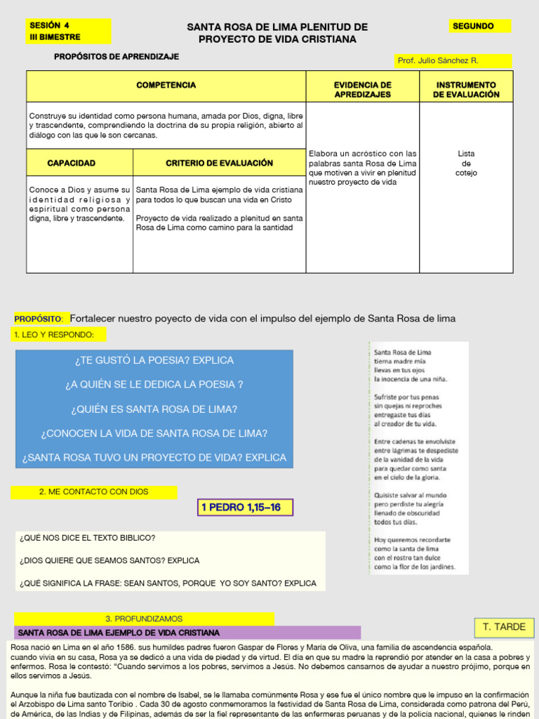 Ficha 2do Sant Ros | PDF | Oración