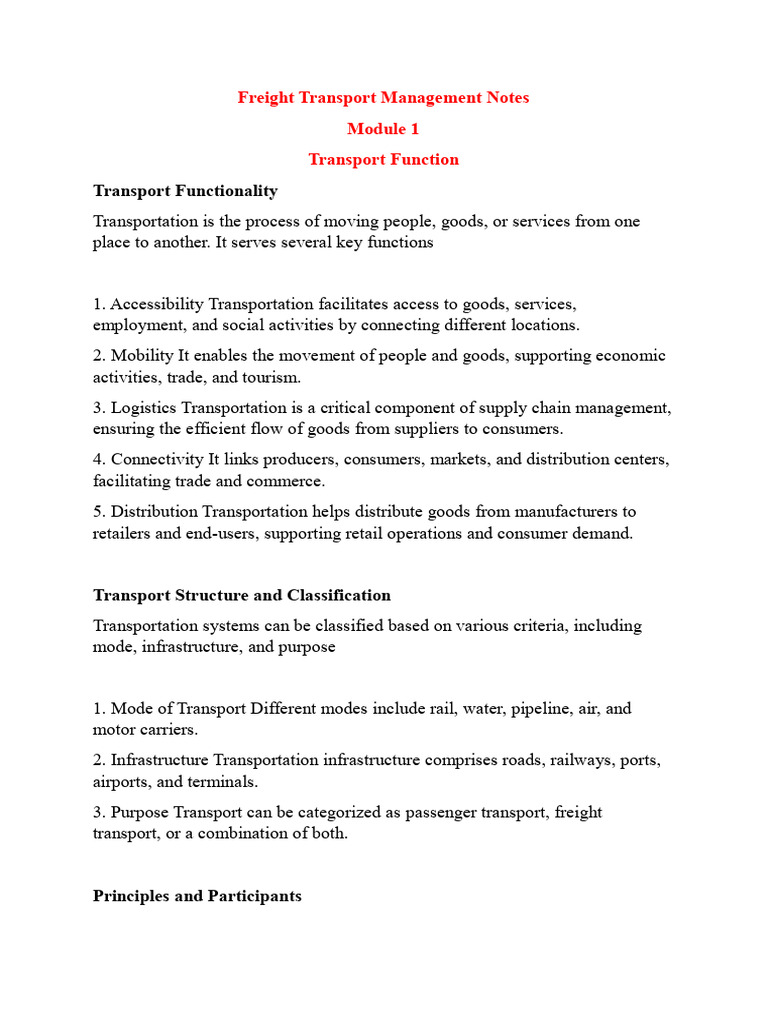 Freight Transport Management Notes | PDF | Transport | Bill Of Lading