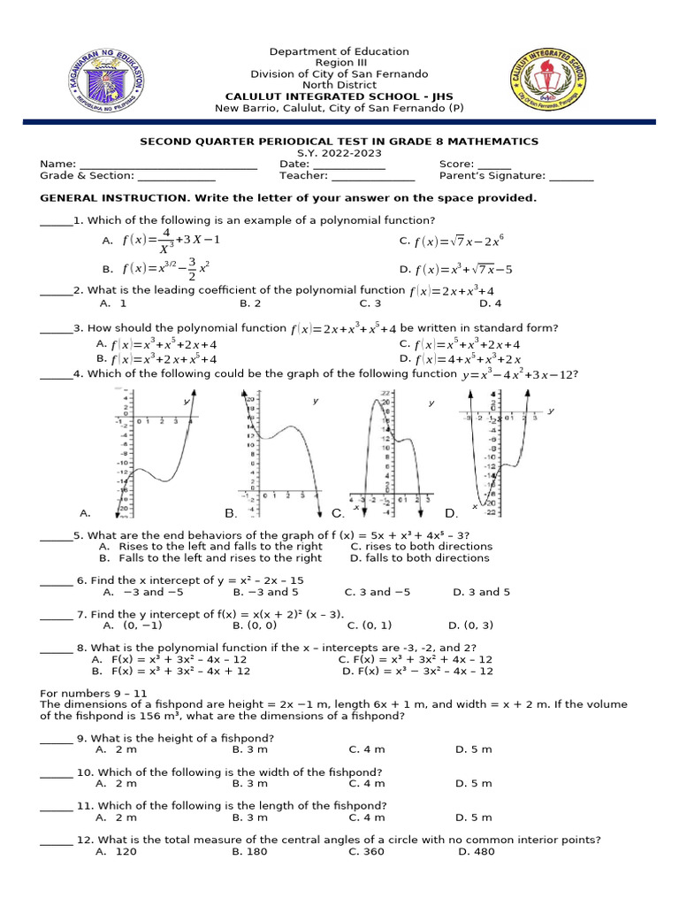 Q2_-Assessment_math-10 (1) | PDF | Circle | Angle