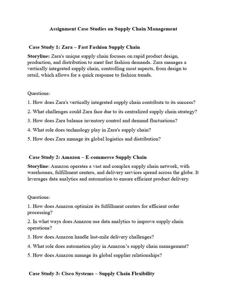 Assignment Case Studies on Supply Chain Management | PDF | Supply Chain ... Assignment Case Studies on Supply Chain Management | PDF | Supply Chain ...