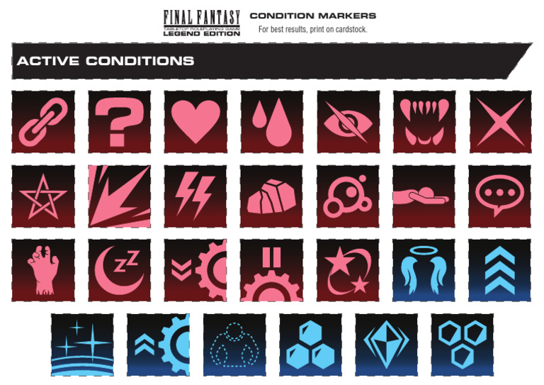 Final Fantasy TRPG Legend Edition Printable Condition Markers | PDF