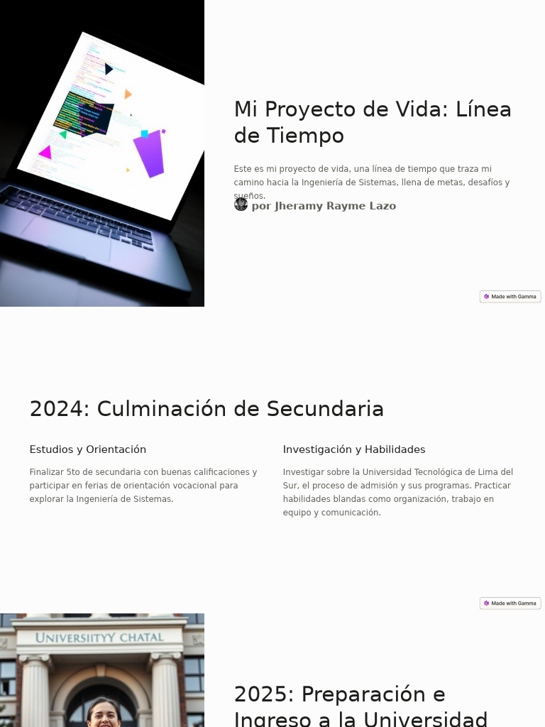 Mi Proyecto de Vida Linea de Tiempo | PDF | Ingeniería de Sistemas ...