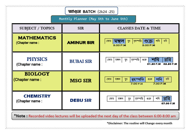 Agun Batch Routine_35080802_2024_05_11_20_47 | PDF