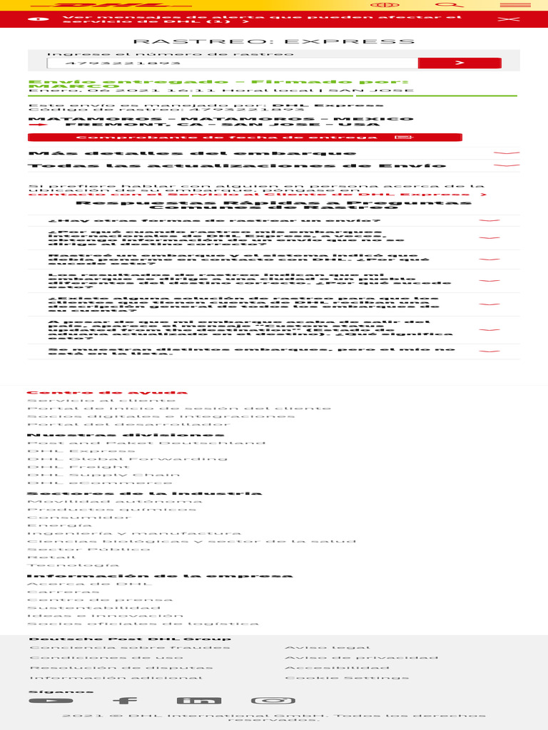 Rastreo y Seguimiento Express DHL México | PDF | Business