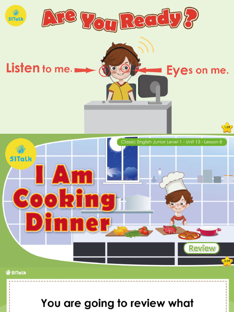 Level 1 - Unit 13 - Lesson 8 - I Am Cooking Dinner | PDF